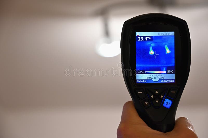 Hand Thermal Imaging Camera To Check Temperature Stock Image - Image of ...