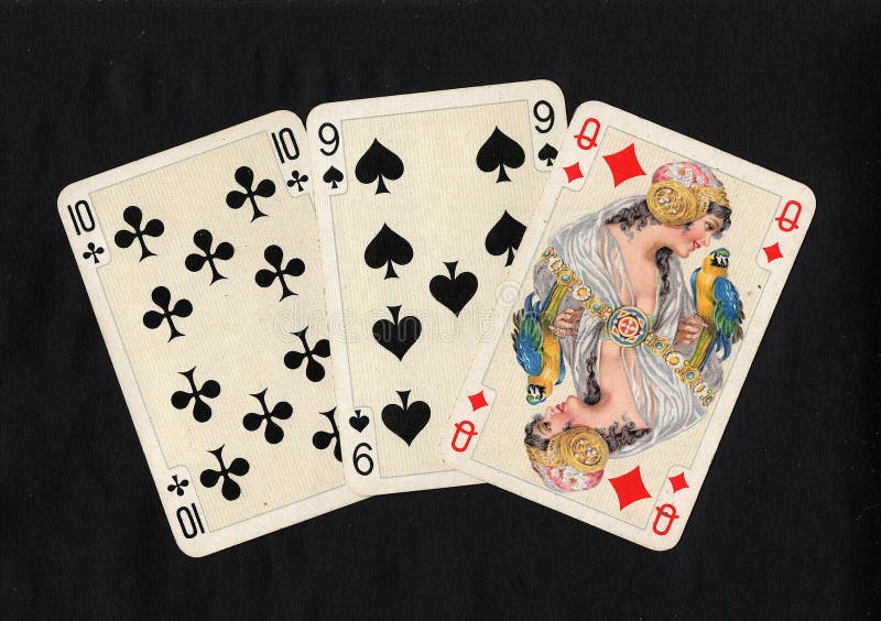 A Hand of Three Antique Playing Cards. Stock Illustration ...