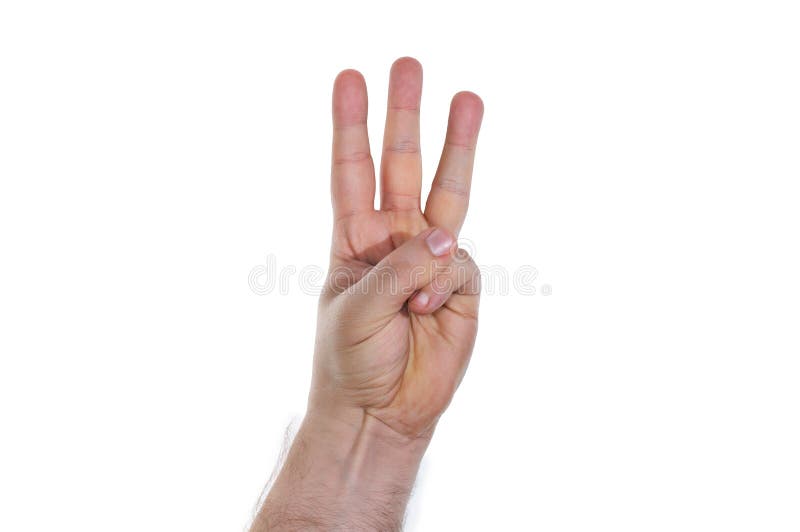 Hand, three fingers stock image. Image of palm, symbol - 41328991