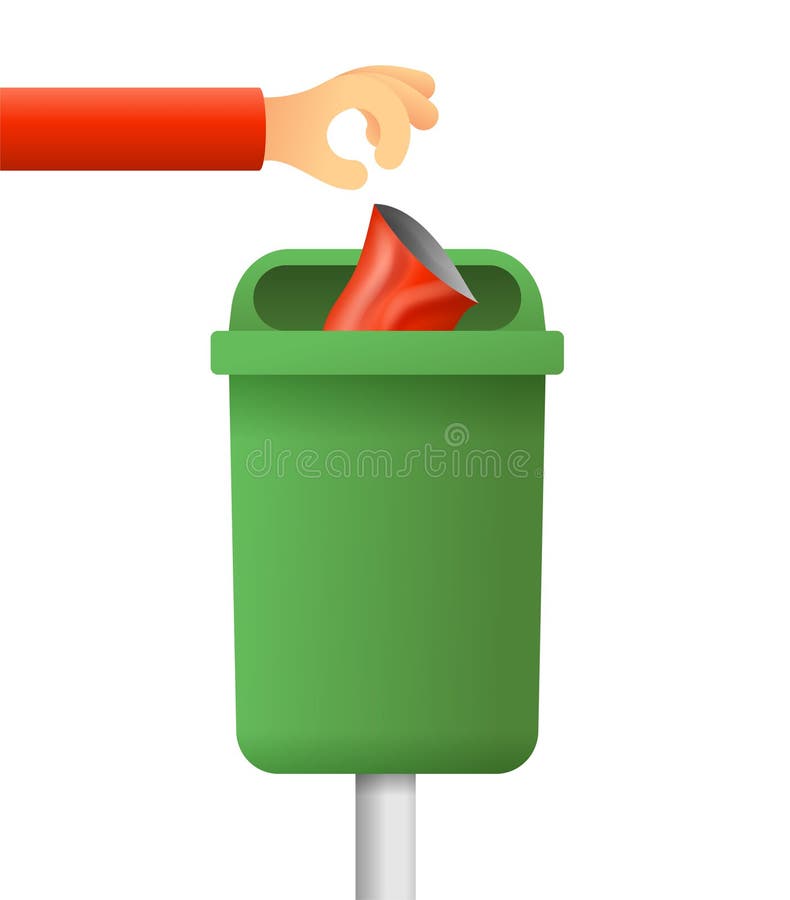 Hand Throw Packaging into the Trash Bin Stock Vector - Illustration of ...