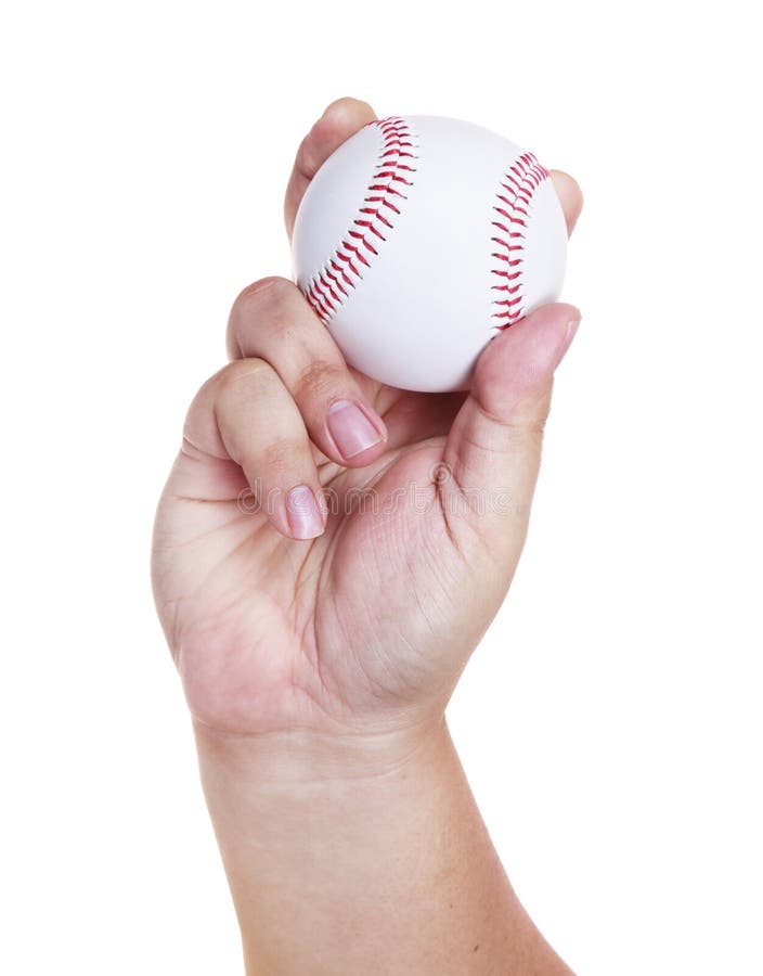 Baseball in Hand Isolated on White Stock Photo - Image of hardball ...