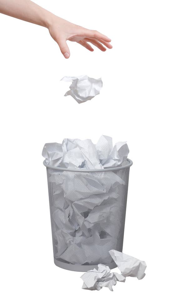 Hand throwing out paper stock photo. Image of basket - 17412884