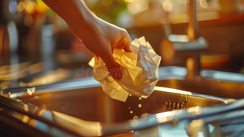 A Hand Throwing Paper into a Bin Stock Photo - Image of litter ...