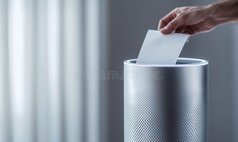Hand Throwing Paper into Modern Trash Bin Stock Illustration ...