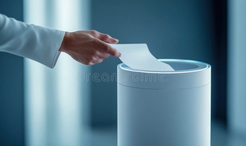 Hand Throwing Paper into Modern Trash Bin Stock Illustration ...