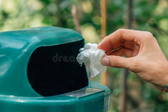 Hand Throwing Trash into the Trash Can Stock Image - Image of clean ...