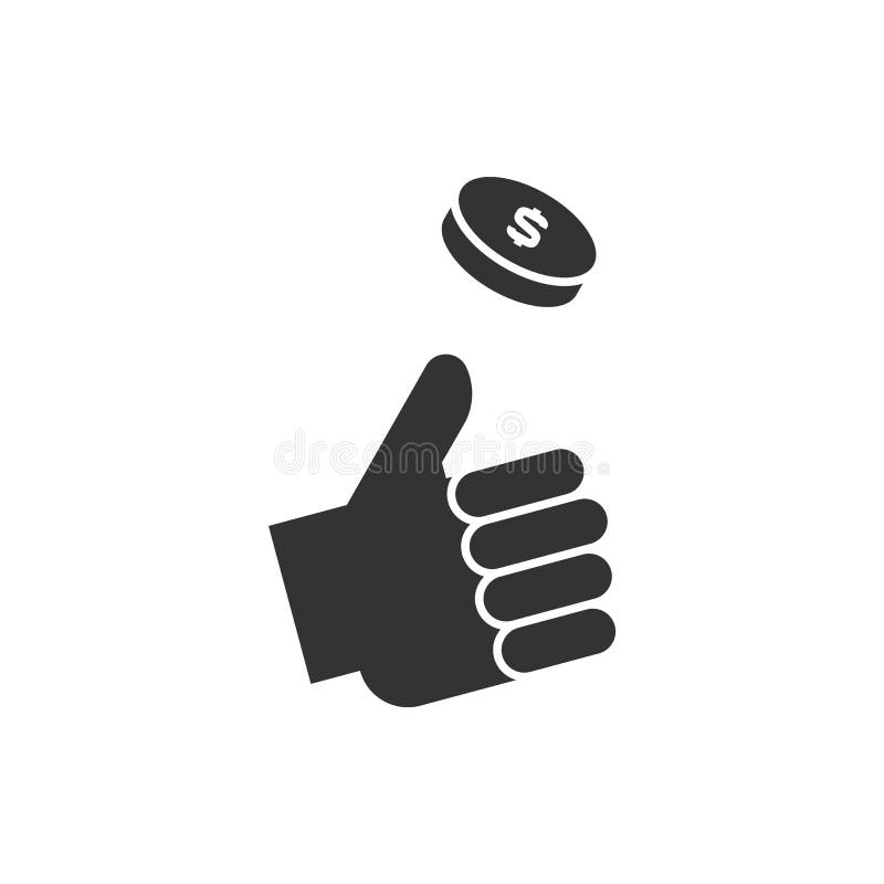 Hand Throwing Up Coin Icon on White Background Stock Vector ...