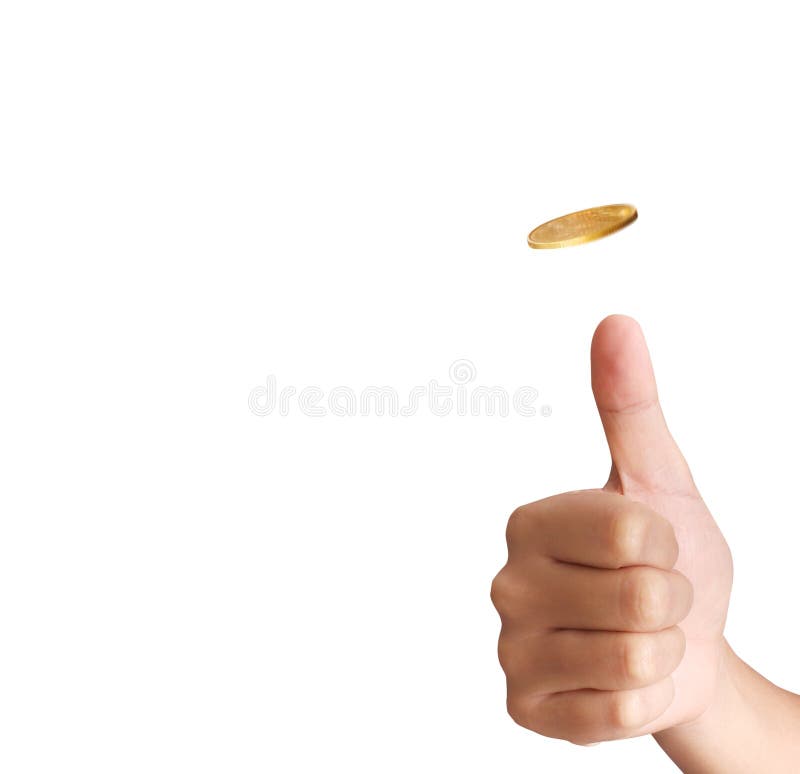Hand Throwing Up Coin To Make Decision Stock Image - Image of throw ...