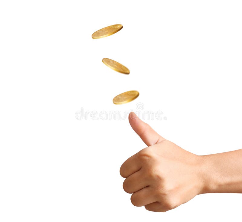 Hand Throwing Up Coin To Make Decision Stock Image - Image of lucky ...