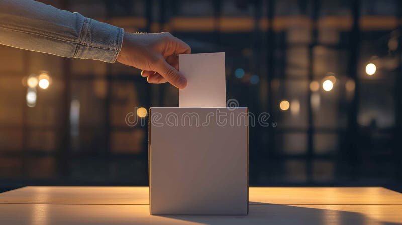 A Hand Throws a Blank Form into the Ballot Box. Anonymous Voting Stock ...