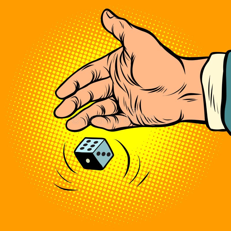 Hand throws dice stock vector. Illustration of color - 133932826