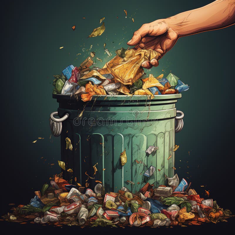 Hand Throws Garbage into Trash Can. Ecology Pollution of Planet by ...