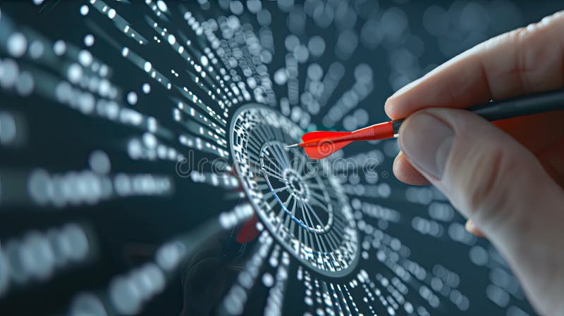 A Hand Throws a Red Dart at a Digital Bullseye on a Computer Screen ...