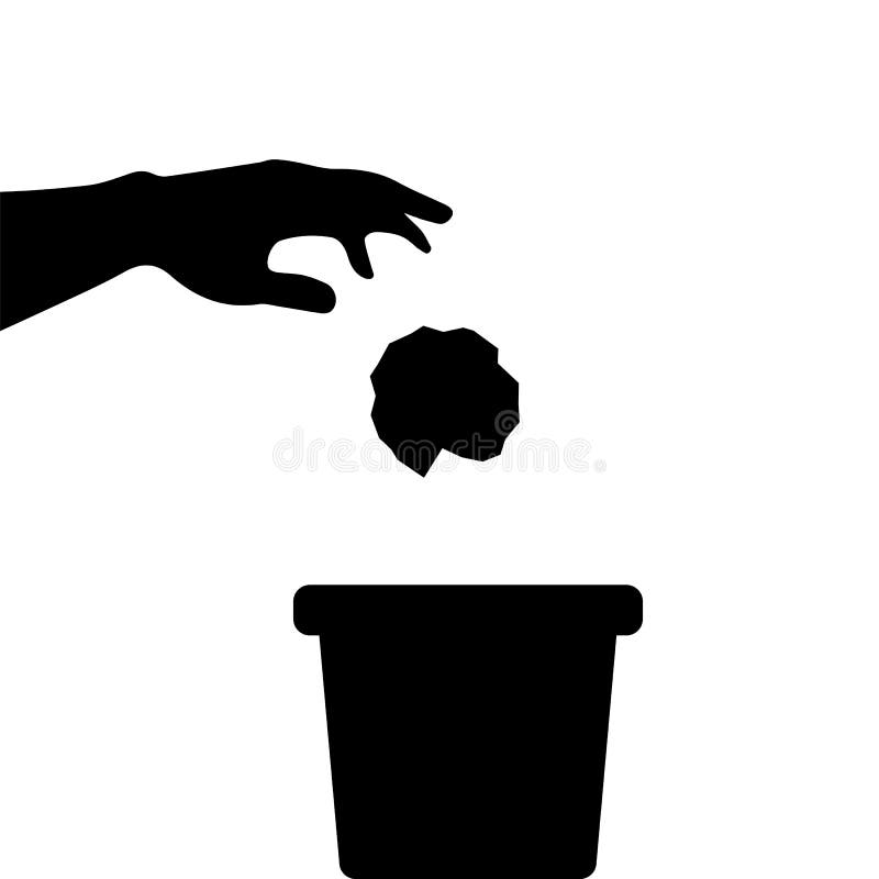 Hand Throws A Paper In The Trash Stock Vector - Illustration of paper ...