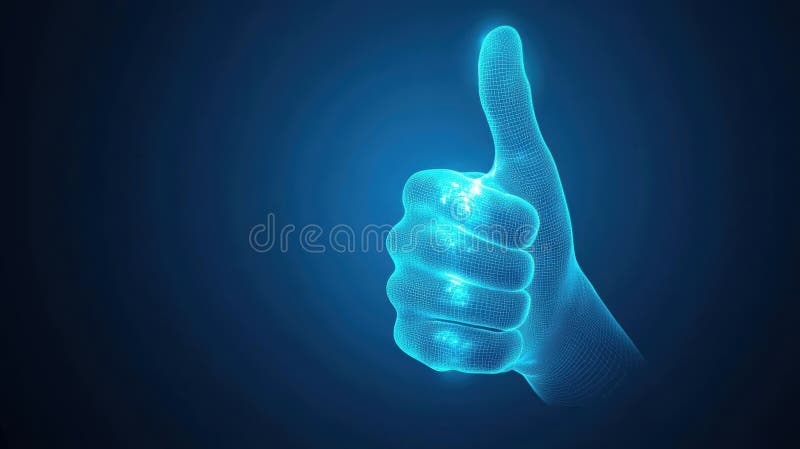 A Hand with a Thumb Up in a Blue Background Stock Illustration ...