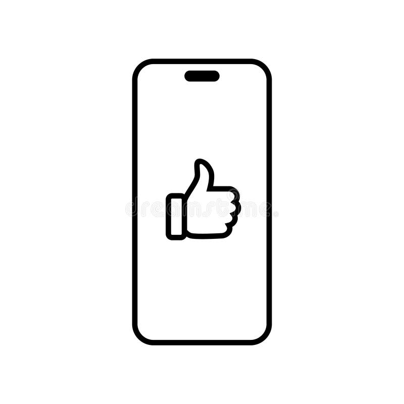 Hand Thumb Up Icon on Smartphone Screen. Like Finger on Phone Display ...