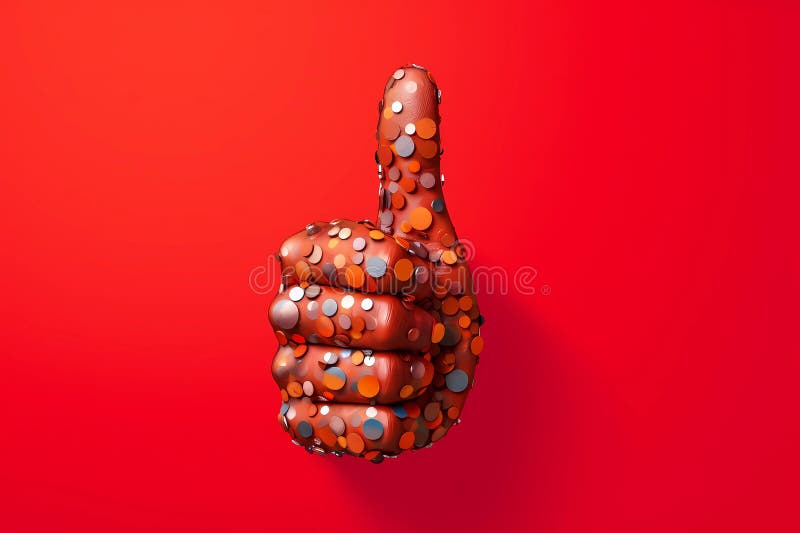 A Hand with a Thumb Up on a Red Background Magazine Collage Style AI ...