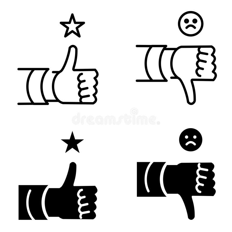 Hand Thumb Up and Thumb Down Satisfaction Icon Set Stock Vector ...
