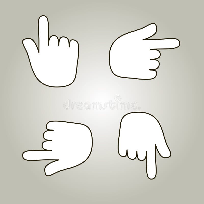 Hand Thumb Vector Icon. Pointing Fingers in Different Directions Stock ...