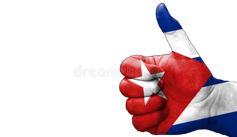 Thumbs Up in Approval with the Cuban Flag Painted Stock Photo - Image ...