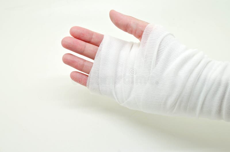 Hand Tied Elastic Bandage On A White Background Stock Photo - Image of ...
