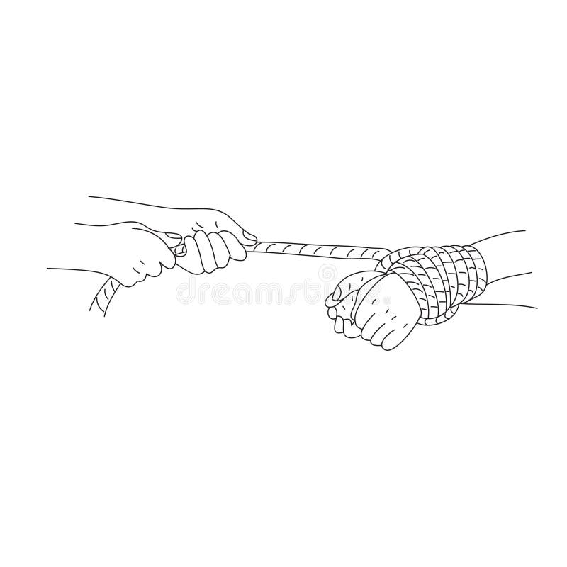 A Hand is Tied and Pulled by the Other Hand. Kidnapping and Human ...