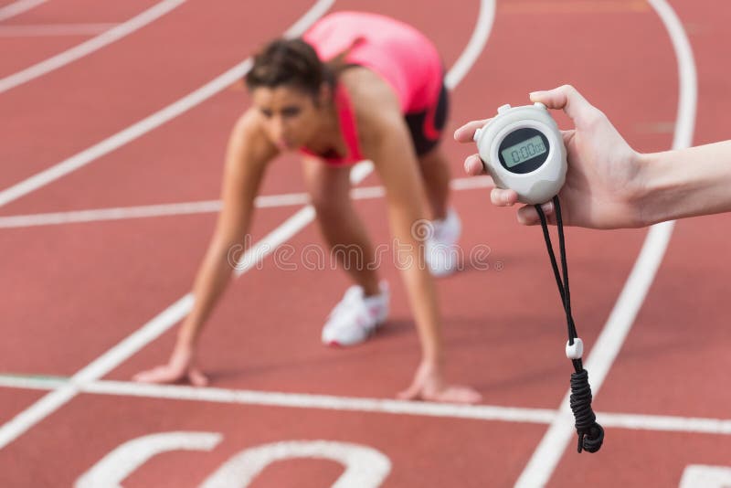 Hand Timing a Womans Run on the Running Track Stock Photo - Image of ...