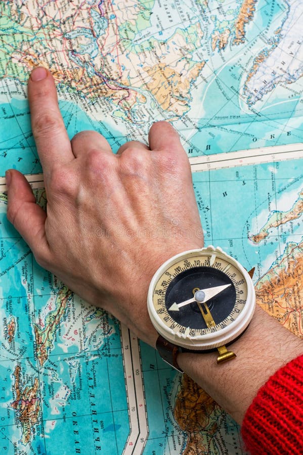 Hand to indicate the route stock image. Image of compass - 48256879