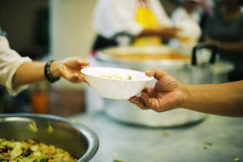 From Hand To Hand : Sharing Food with Homeless Stock Image - Image of ...