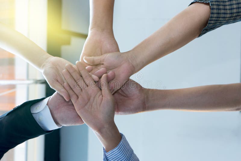 Hand Together in the Business Office Show Teamwork Stock Image - Image ...