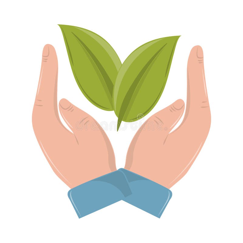 Hand with leaves stock vector. Illustration of conservation - 224949375