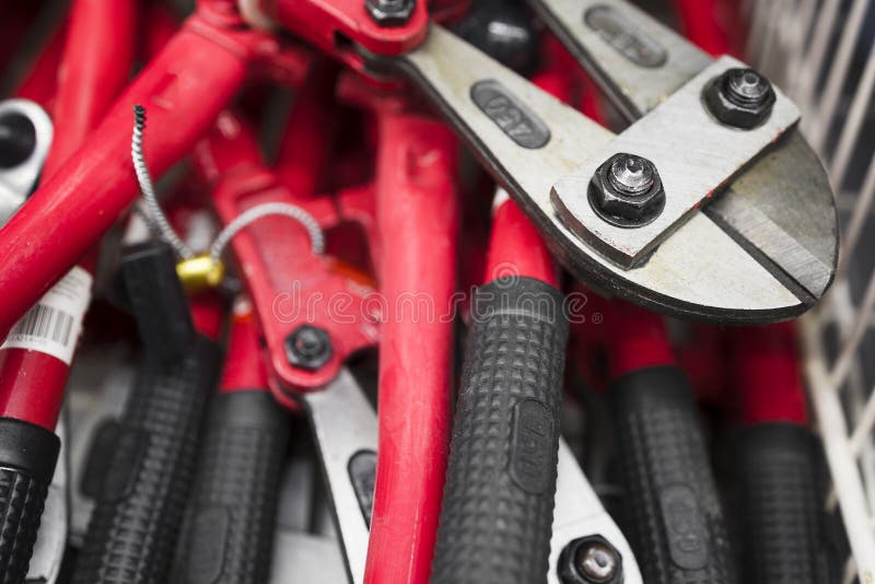 Hand Tool for Cutting Chains, Bolts, Padlocks, Rebar . Close Up View ...