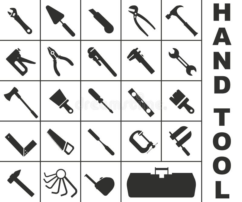 Hand Tool. Set of Hand Tools or Tools Icons Stock Vector - Illustration ...
