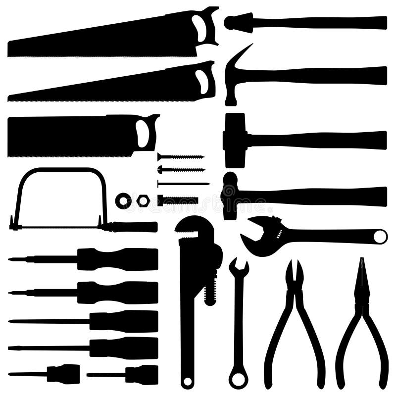 Hand tool silhouettes stock vector. Illustration of coping - 7318612