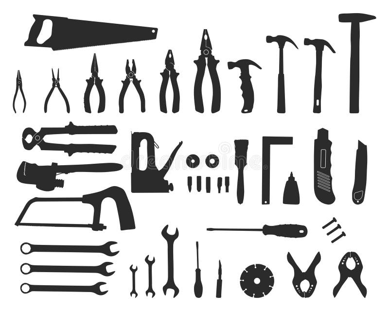 Hand Tool Silhouettes, Tools Silhouette, Construction Tools Silhouette ...