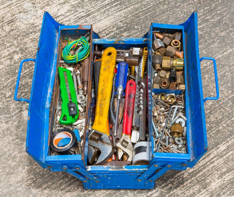 Hand Tools in box stock image. Image of hand, hammer - 32036881