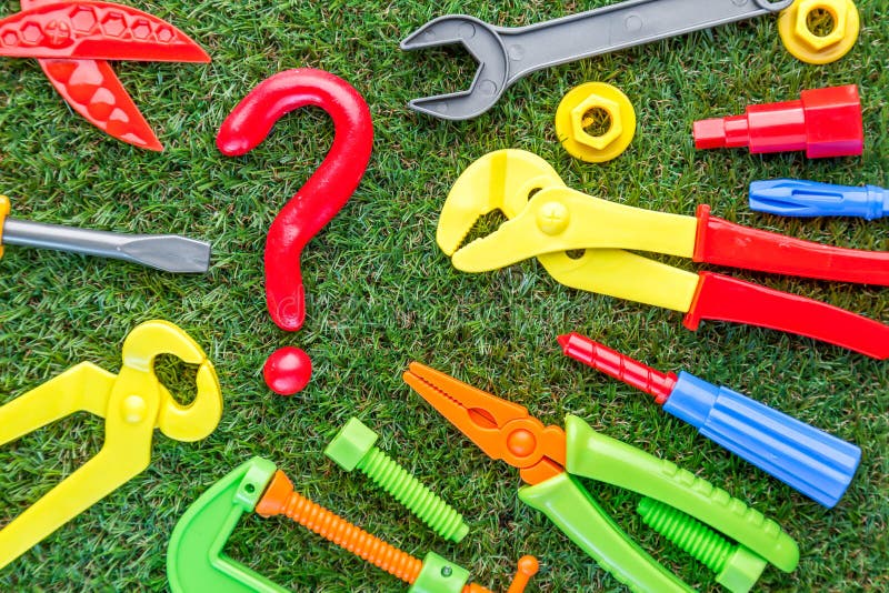 Hand Tools Collection with Question Mark Stock Photo - Image of ...