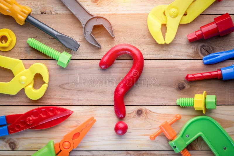 Hand Tools Collection with Question Mark Stock Photo - Image of ...