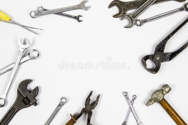Hand Tools Construction on the White Background. Home Repair Hand Tools ...