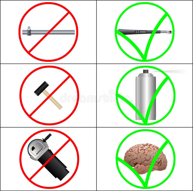 Hand Tools Do and Do Not Sign Stock Vector - Illustration of clever ...