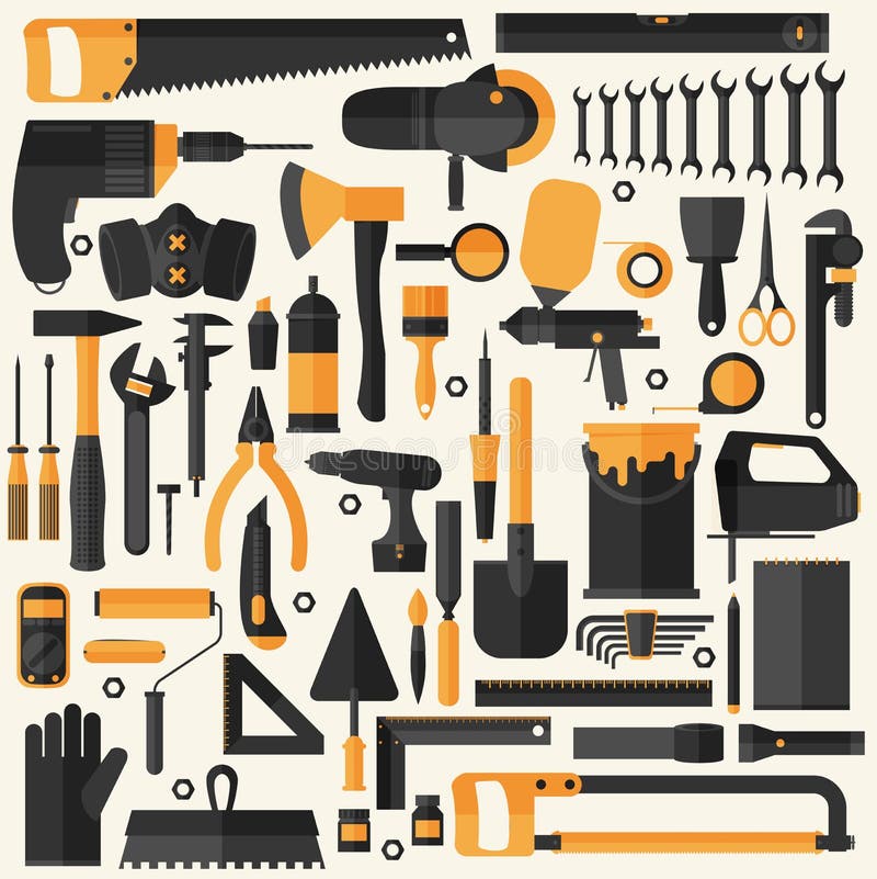 Hand Tools Icon Set , Flat Design , Eps10 Vector Format Stock Vector ...