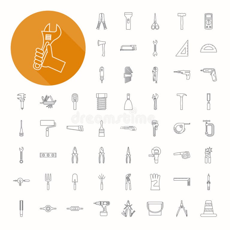 Hand Tools Icons , Thin Icon Design Stock Vector - Illustration of ...