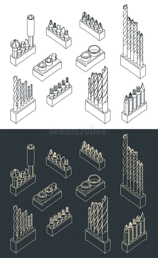 Hand Tools Isometric Blueprints Stock Vector - Illustration of ...