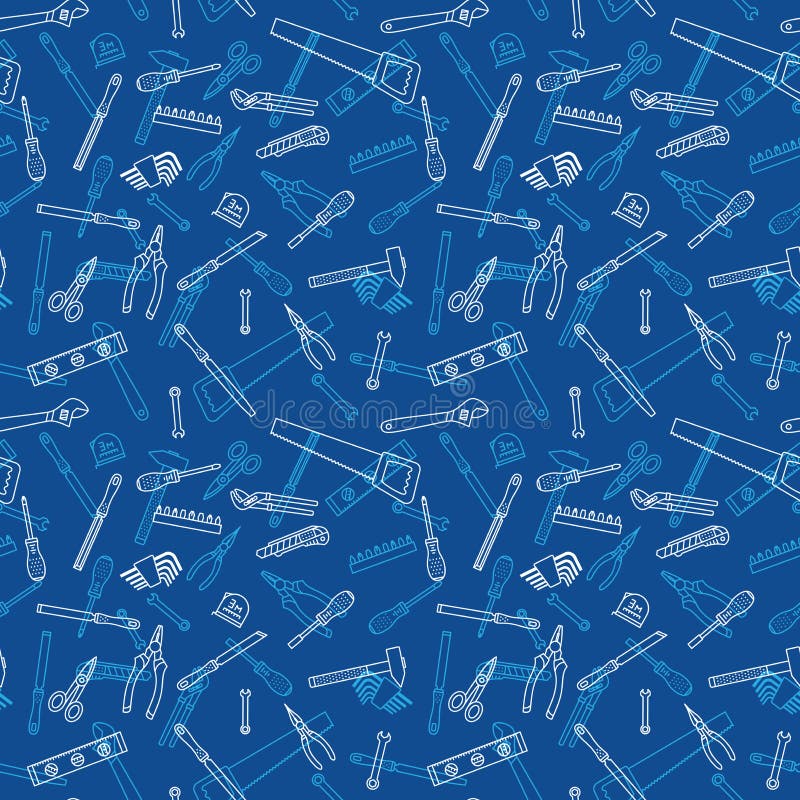 Hand Tools Kit Vector Illustration Stock Vector - Illustration of line ...