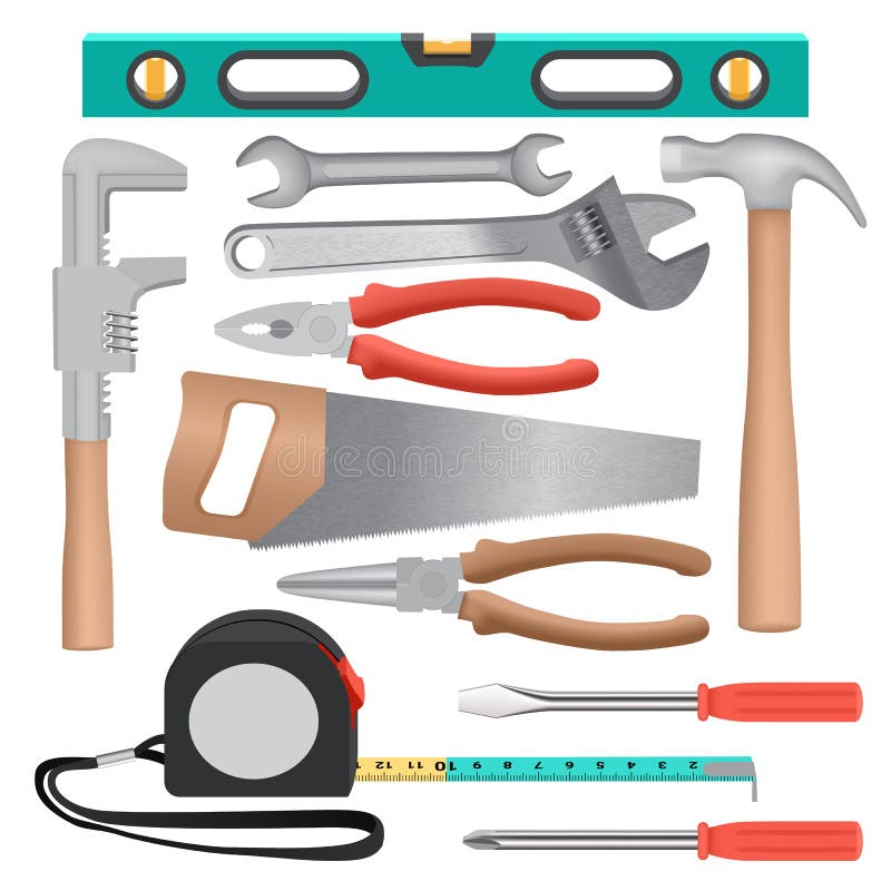 Hand Tools Mockup Set, Realistic Style Stock Vector - Illustration of ...