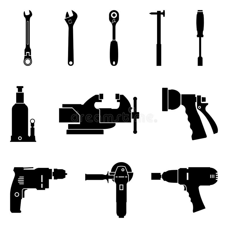 Hand Tools Vector Icon Set. Assembly Tool Maintenance and Repair ...
