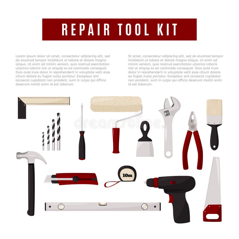 Hand Tools for Repair. Collection of Vector Realistic Images. Stock ...