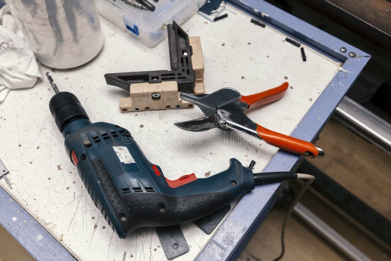 Hand tools on the table stock photo. Image of table, wood - 89716342