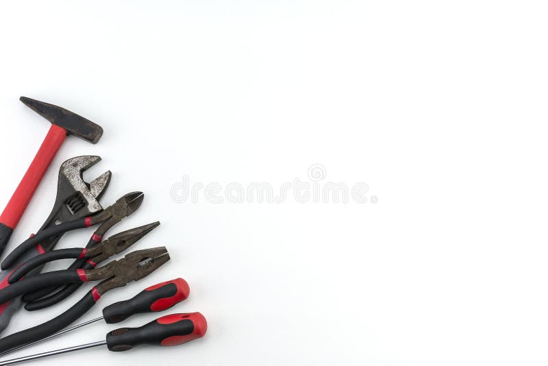 Hand Tools on a White Background. Stock Image - Image of hammer, fields ...