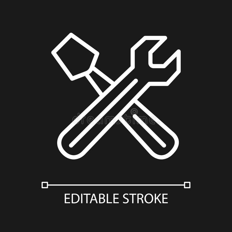 Hand Tools White Linear Icon for Dark Theme Stock Illustration ...